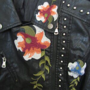 Blank NYC | Jackets & Coats | Blank Nyc Black Vegan Leather Moto Embroidered Flowers And Silver ...